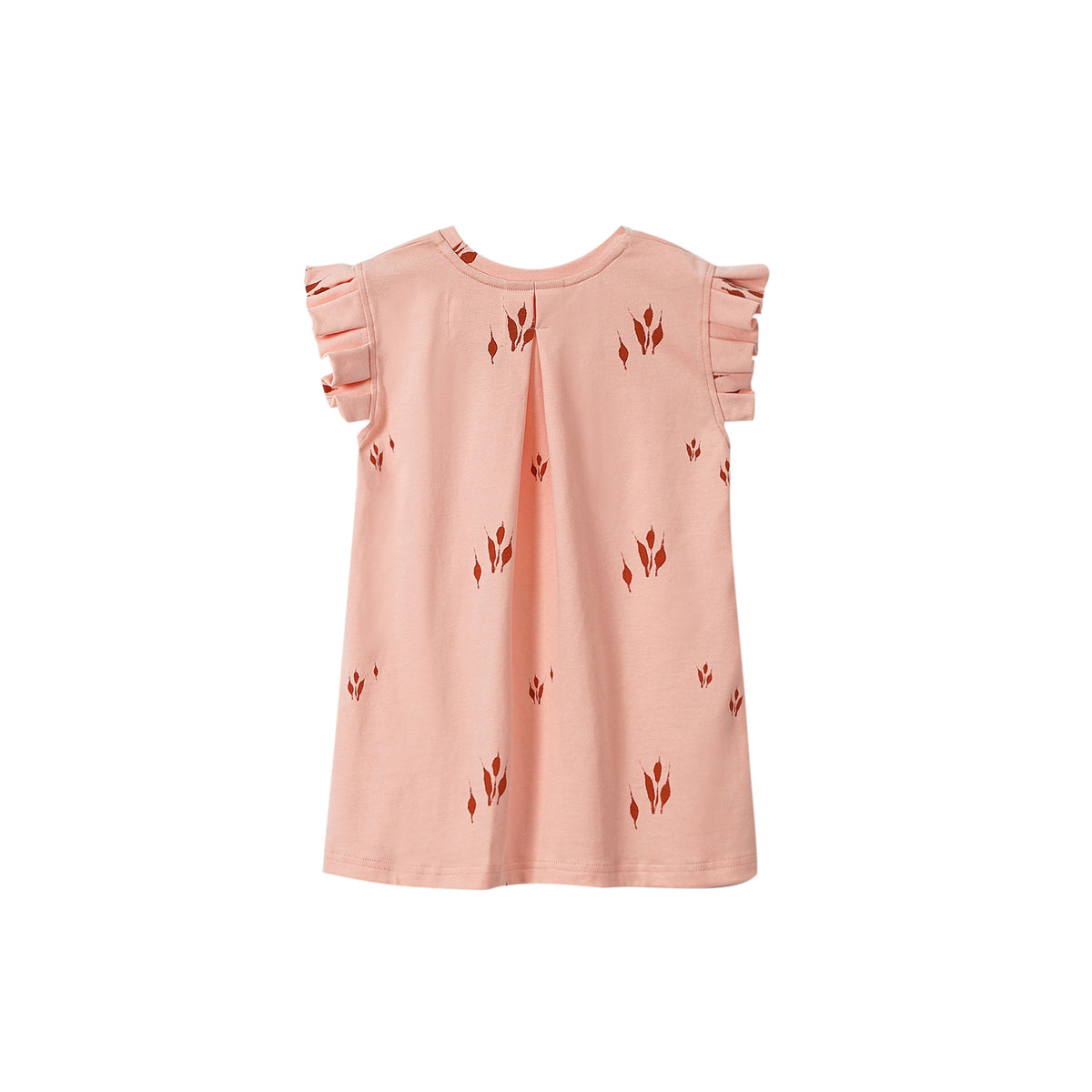 Girls Jersey Dress with box Pleated Sleeve - Peach – OMAMImini